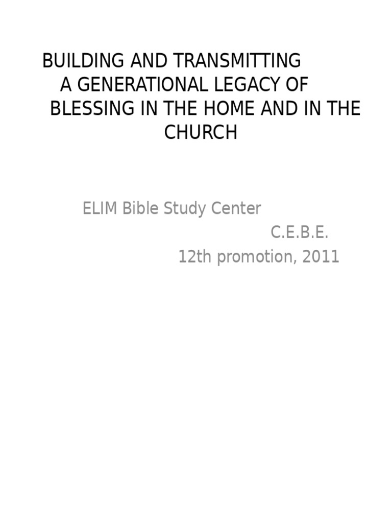 Building and Transmitting A Generational Legacy of Blessing | PDF ...