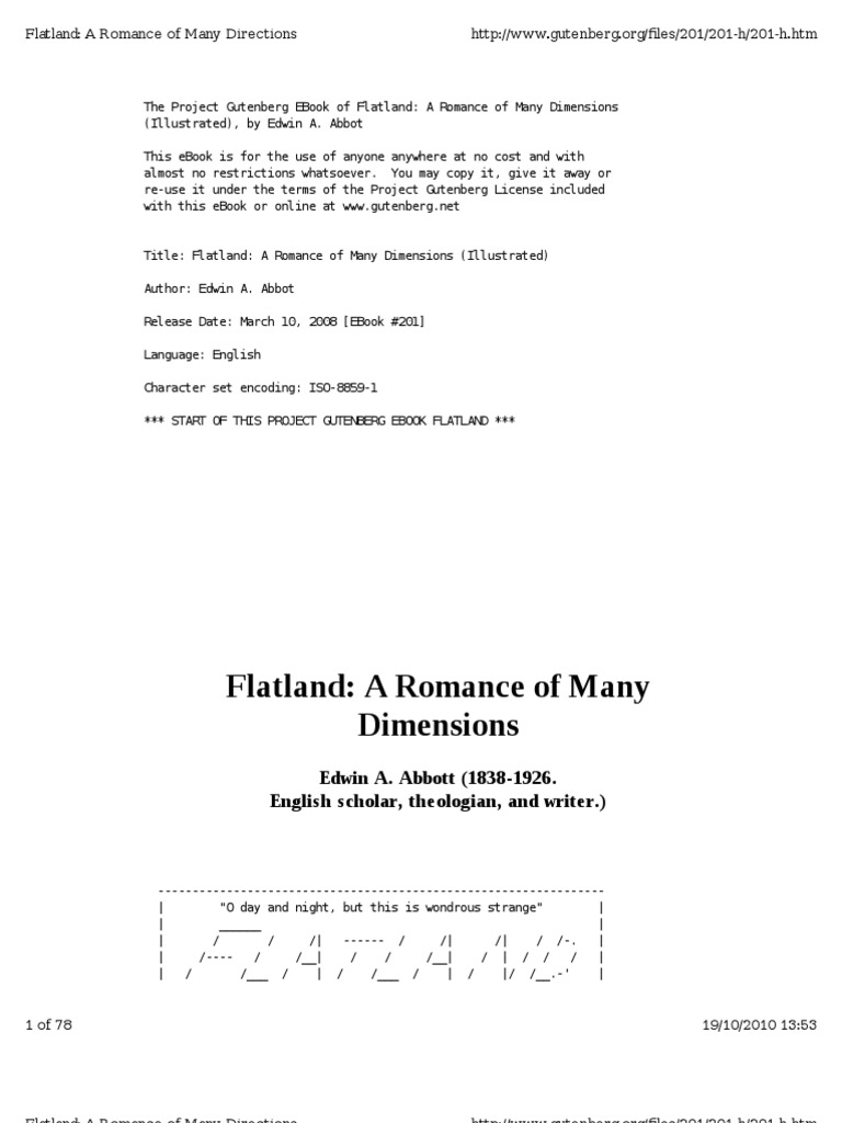 Flatland: A Romance of Many Dimensions: Edwin A. Abbott (1838-1926. English Scholar, Theologian ...