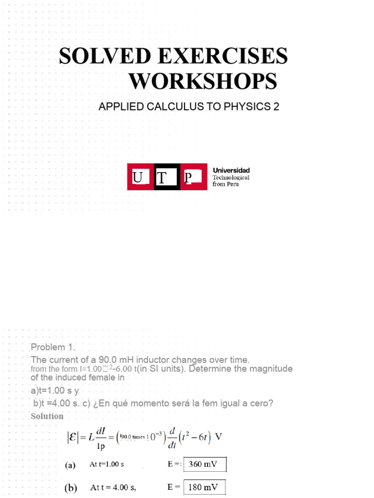 UTP - Applied Calculus Course in Physics 2 - Resolved Exercises ...