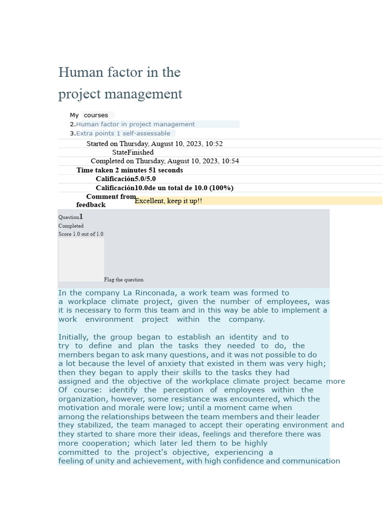 Human Factor in Project Management + Final Exam | PDF | Negotiation ...