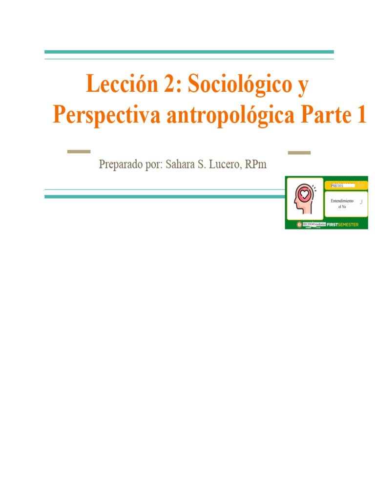 Lección 2 - Yo y La Sociedad Parte 1 PDF | PDF | Sociología | Sociedad