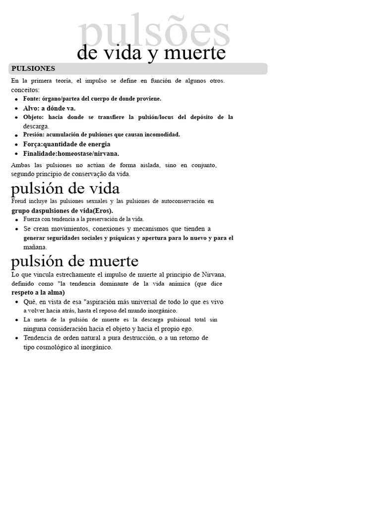 Pulsiones de vida y muerte en Freud | PDF