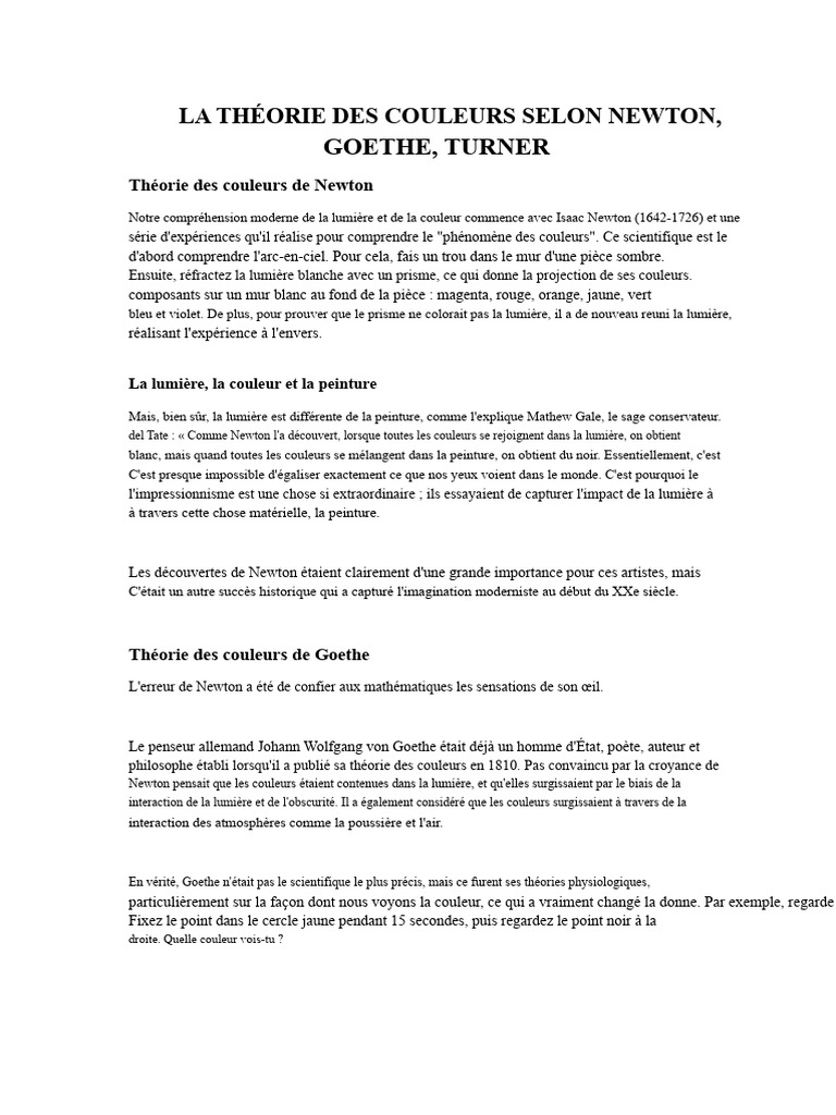 La Théorie Des Couleurs | PDF | Couleur | Expressionisme