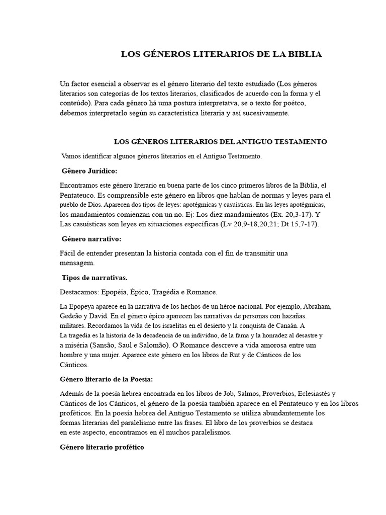 Los Géneros Literarios de La Biblia | PDF | Biblia | Jesús