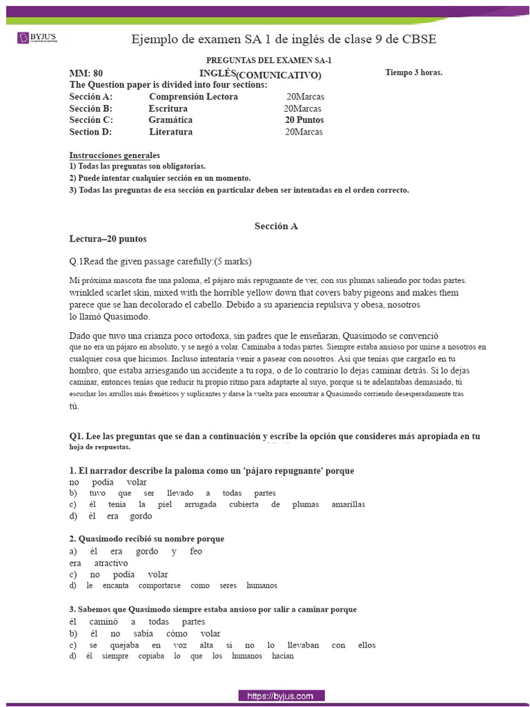 CBSE-Clase-9-Inglés-Muestra-Papel-SA-1.pdf | PDF