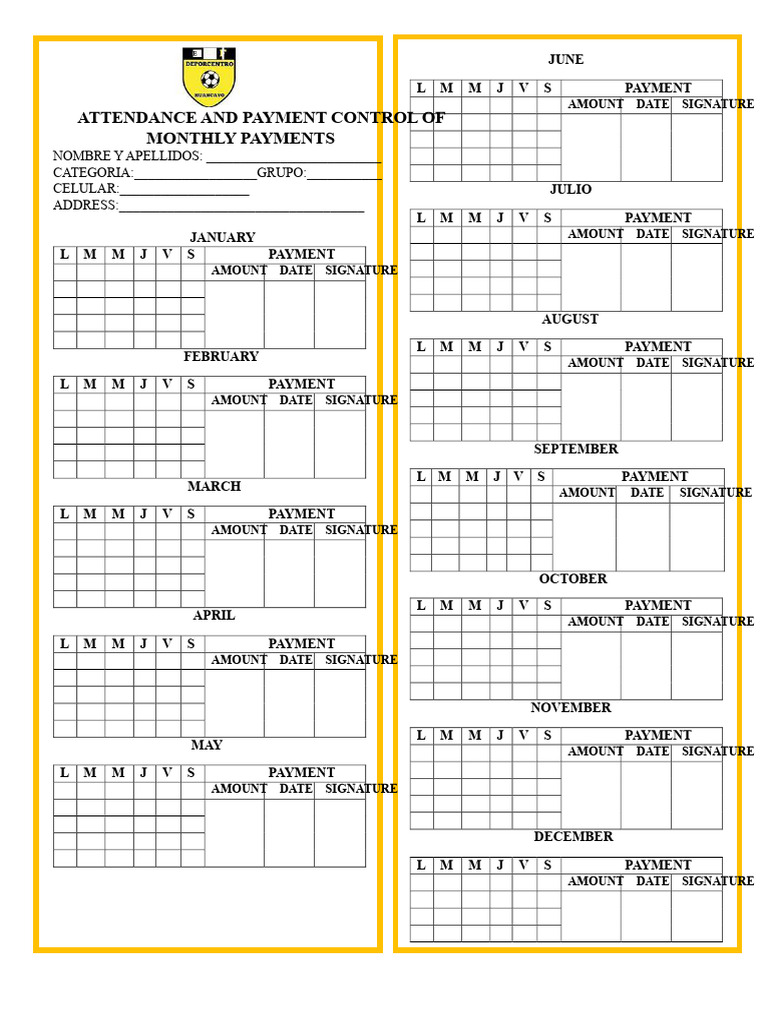 Attendance Control and Payment of Monthly Fees | PDF