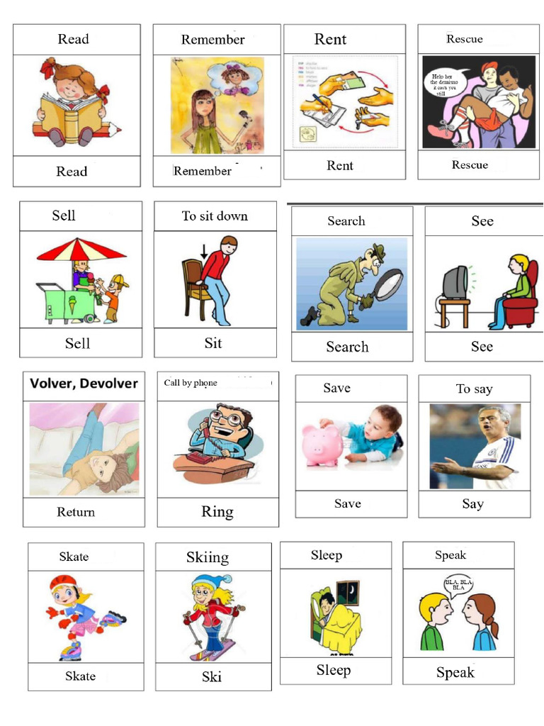 illustrated verbs in English and Spanish | PDF