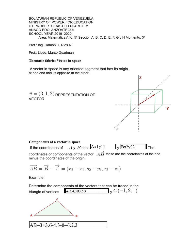 MATHEMATICS 5TH Vector in space | PDF | Euclidean Vector | Space