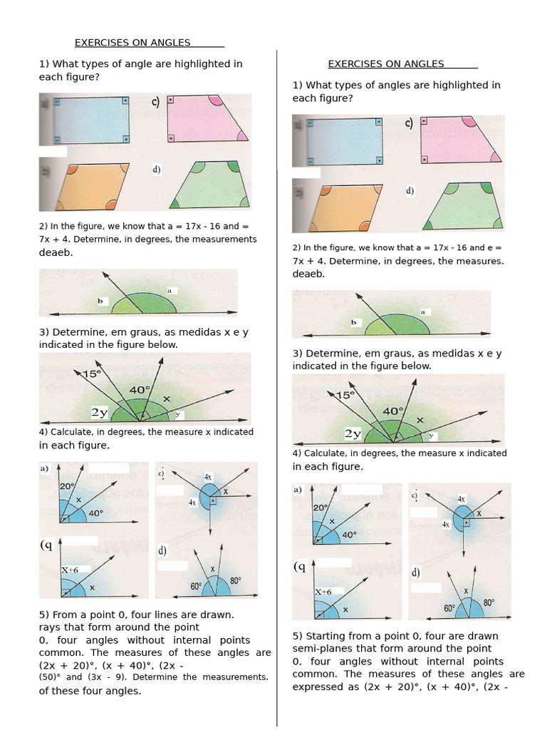 Angle Measurement Exercises and Solutions | PDF