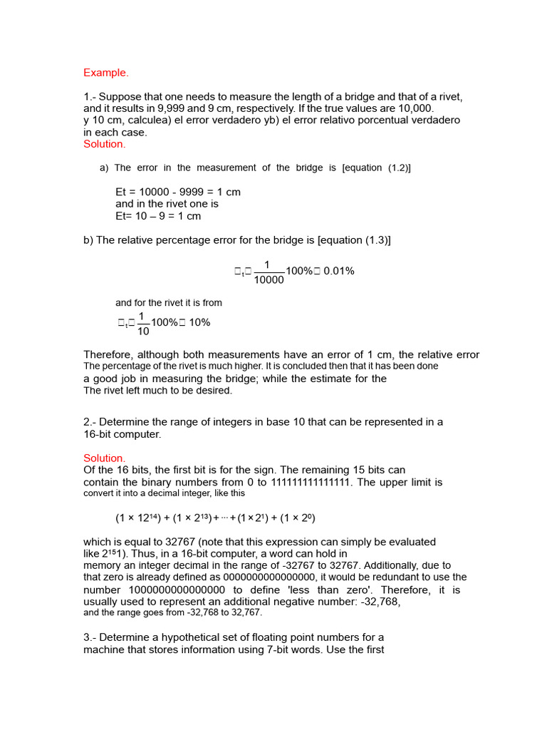 Numerical Methods Problems Week 01 | PDF | Numbers | Exponentiation