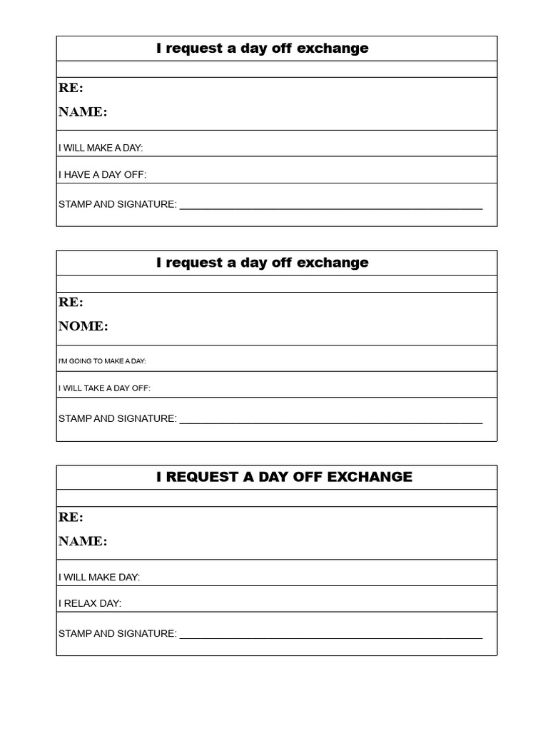 Request For Change of Day Off | PDF
