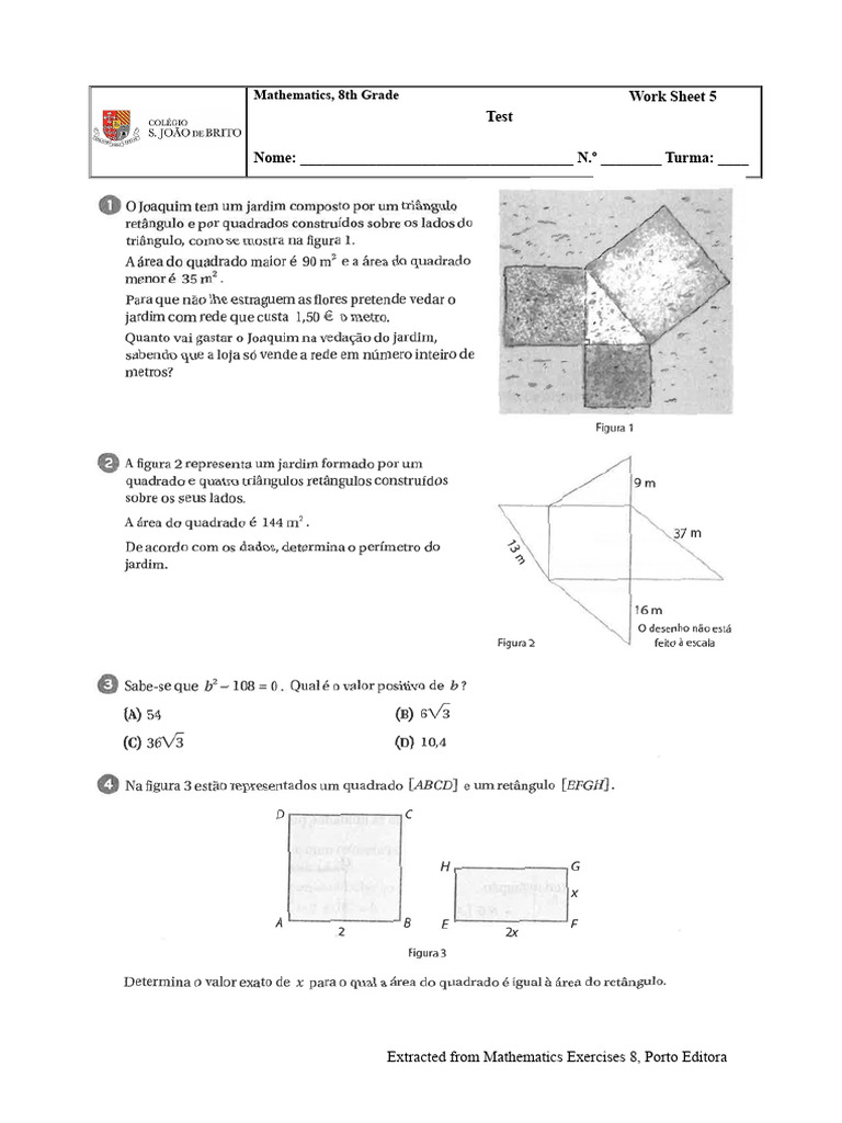 Mathematics 8th Grade Worksheet | PDF