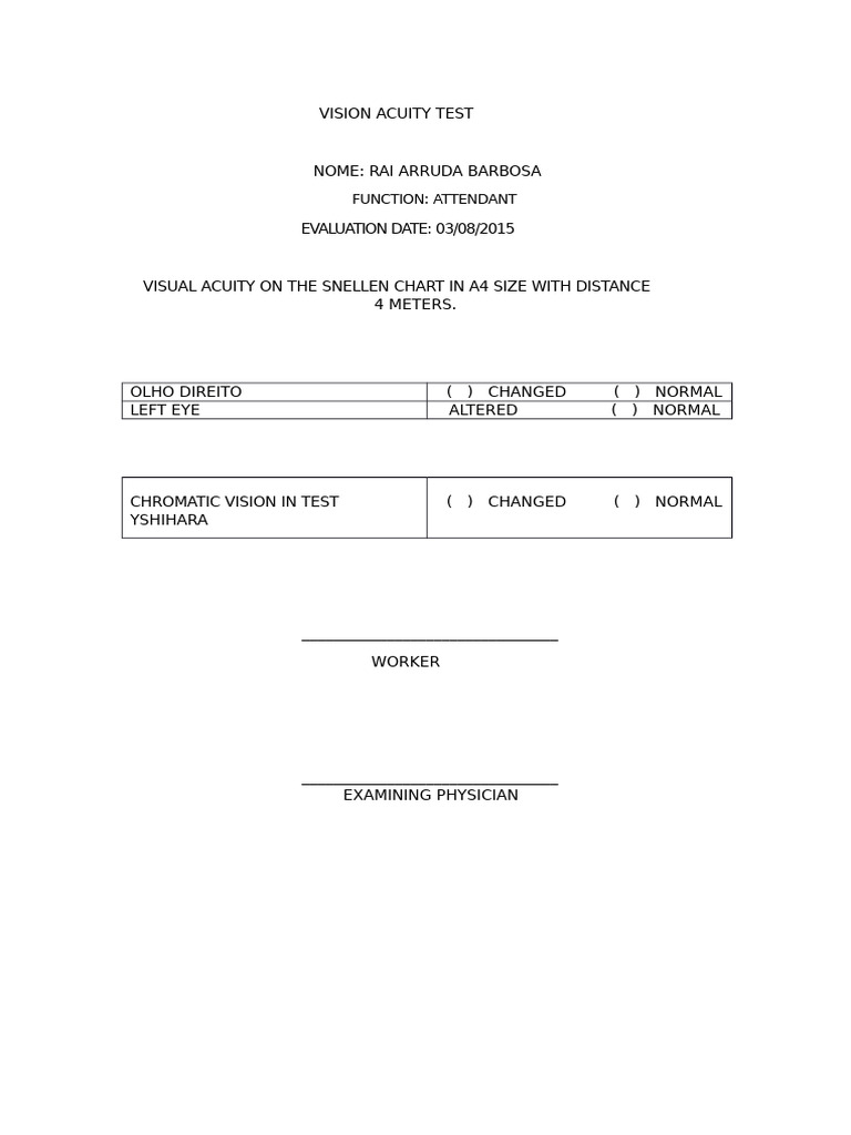 Visual Acuity Test | PDF