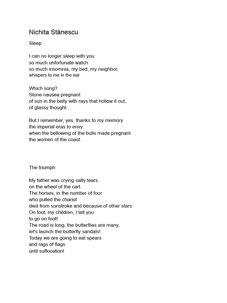 Nichita Stănescu Poems in French Language | PDF