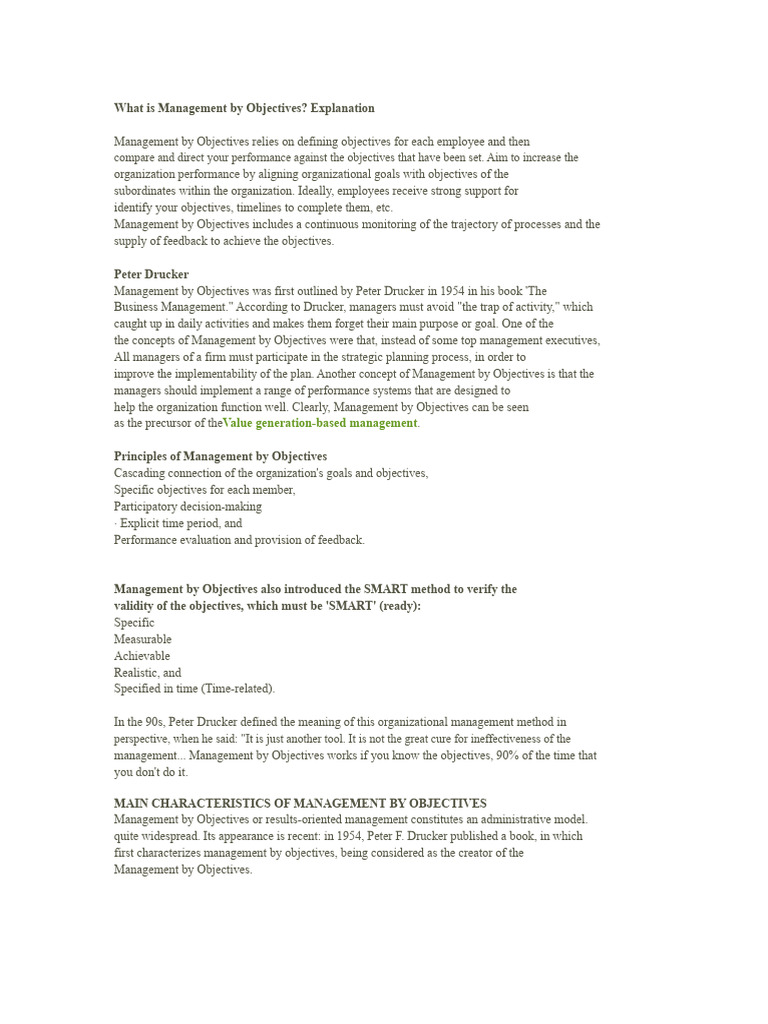 Understanding Management by Objectives | PDF | Expense | Goal