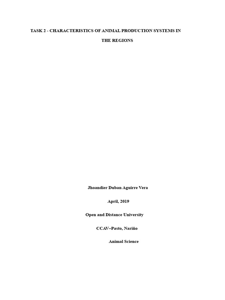 Task 2 - Characteristics of Animal Production Systems | PDF ...
