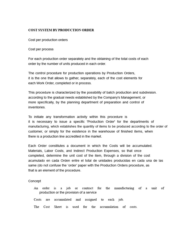 Production Order Costing System | PDF | Cost Of Goods Sold | Cost ...