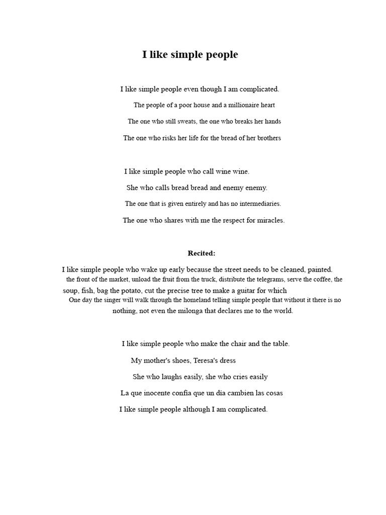 I Like Simple People - Facundo Cabral | PDF
