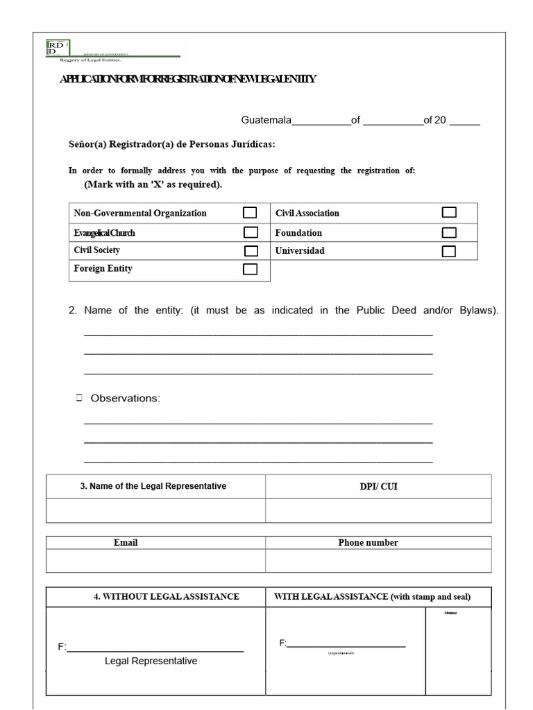 New Legal Entity Registration Application Form | PDF
