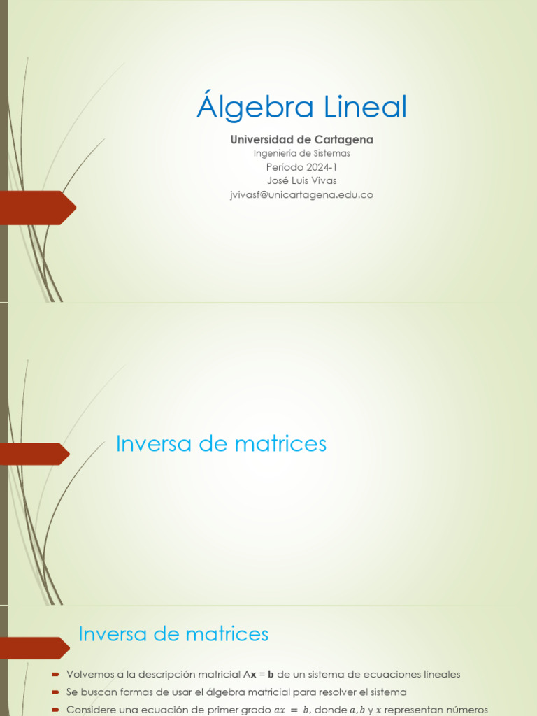 Álgebra Lineal - inversa de matrices | PDF | Matriz (Matemáticas ...