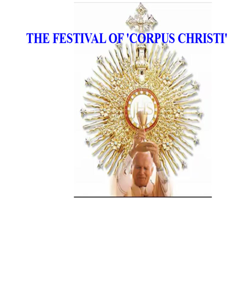 The Festival of "Corpus Christi" | PDF | Eucharist | Last Supper