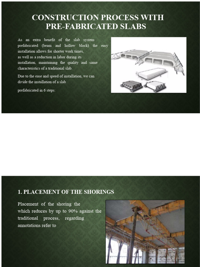 Construction Process With Pre-Fabricated Slabs | PDF | Concrete ...