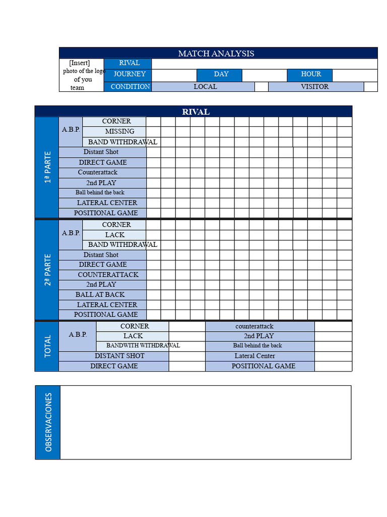 Match Analysis Sheet 1 | PDF