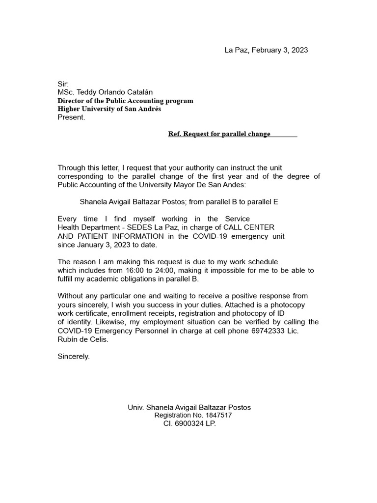 Request for Parallel Change in Accounting | PDF