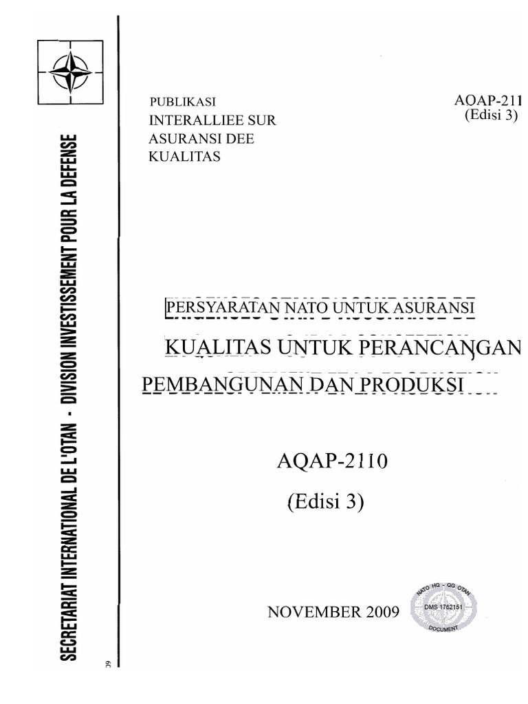Jaminan Kualitas NATO AQAP 2110 Edisi 3 | PDF