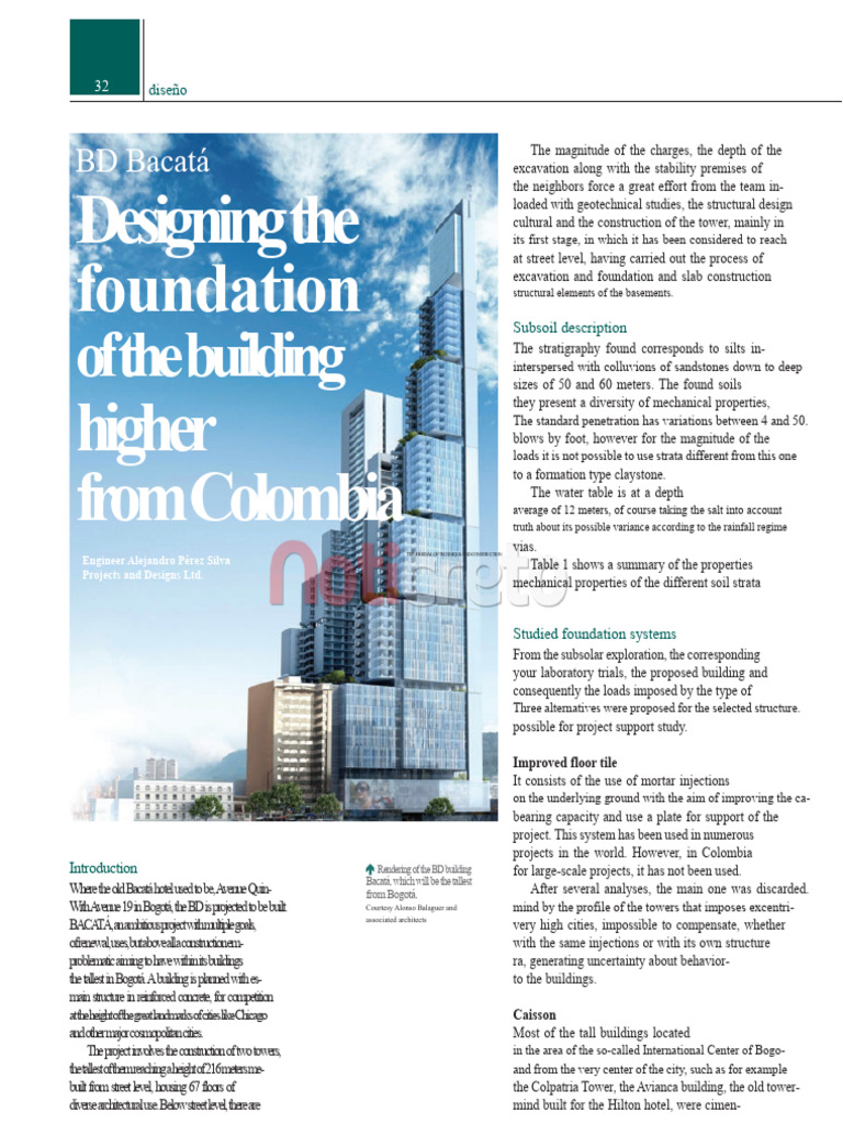 BD Bacatá Tower Foundation Design Insights | PDF | Foundation ...