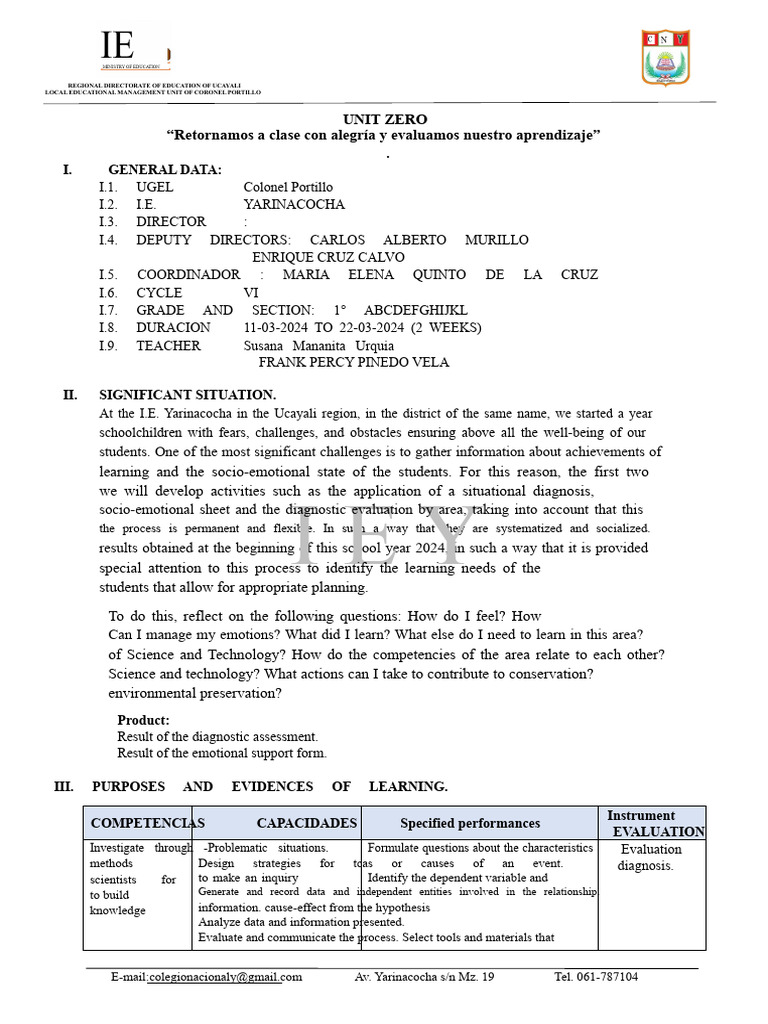 UNIT ZERO - CYT-1st Grade-2024 | PDF | Knowledge | Science