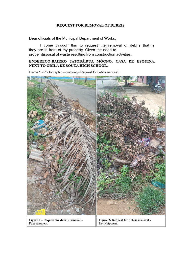 Request For Debris Removal | PDF