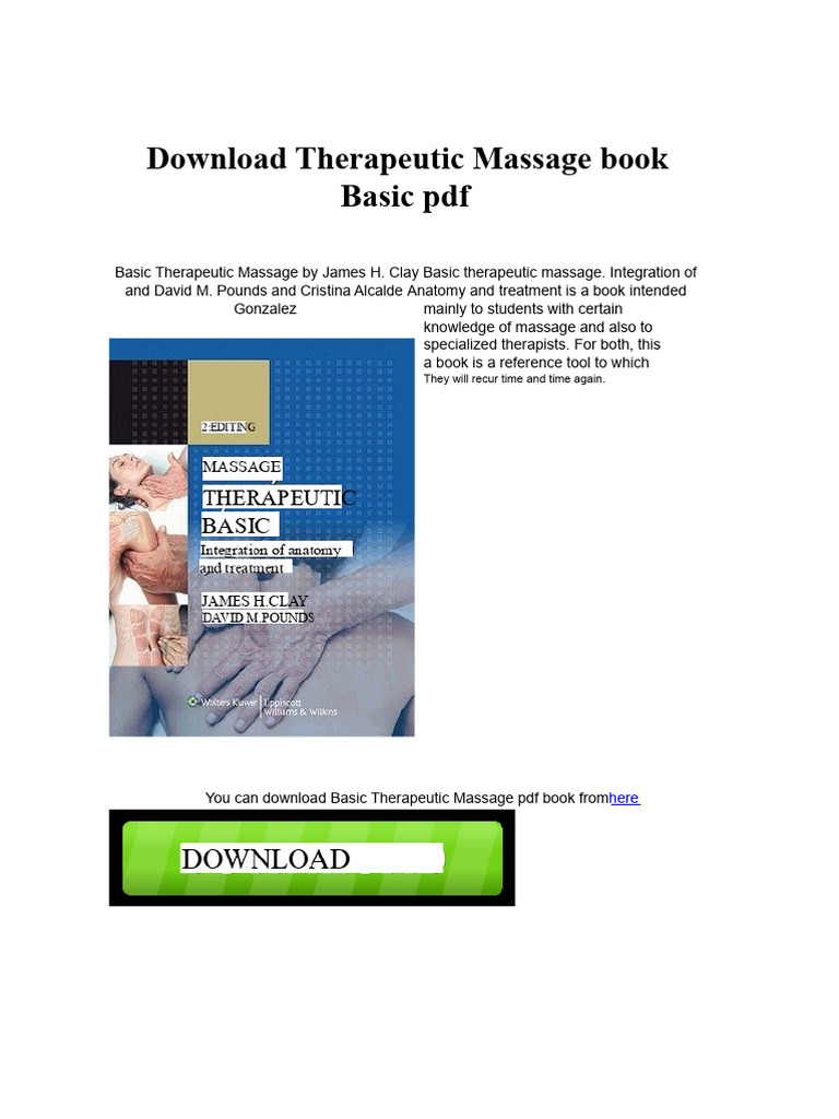 Basic Therapeutic Massage | PDF