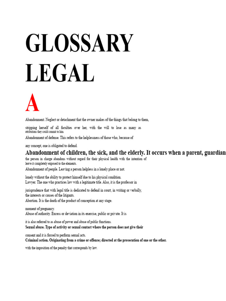 Legal Terms and Definitions Glossary | PDF | Crimes | Crime & Violence