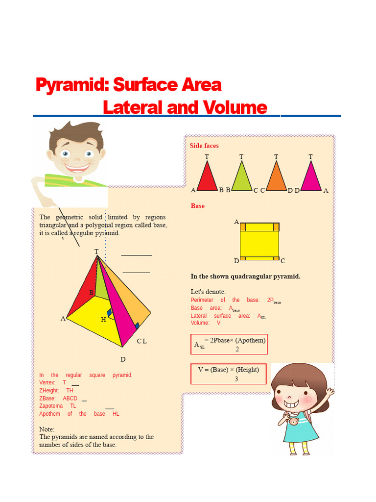 Area Surface and Volume of Pyramids For Fifth Grade Elementary | PDF ...