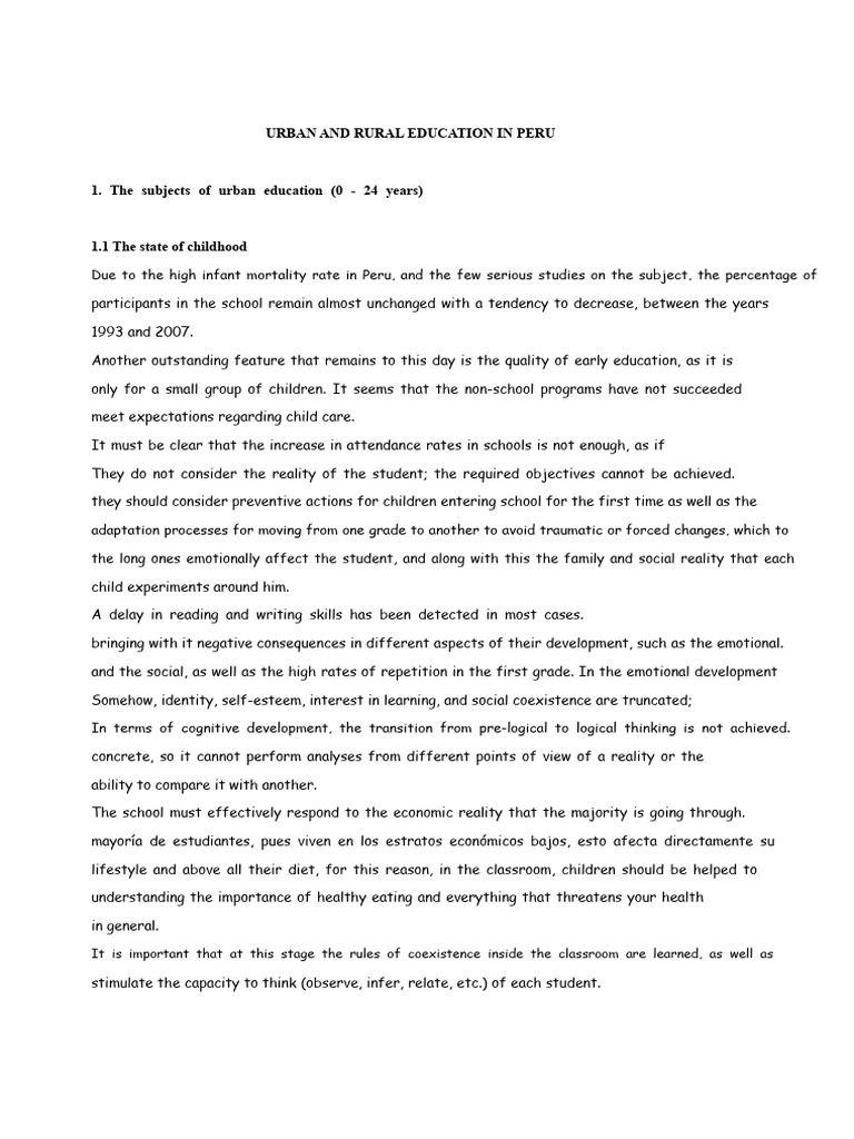 Education Challenges in Urban and Rural Peru | PDF | Poverty | Poverty ...
