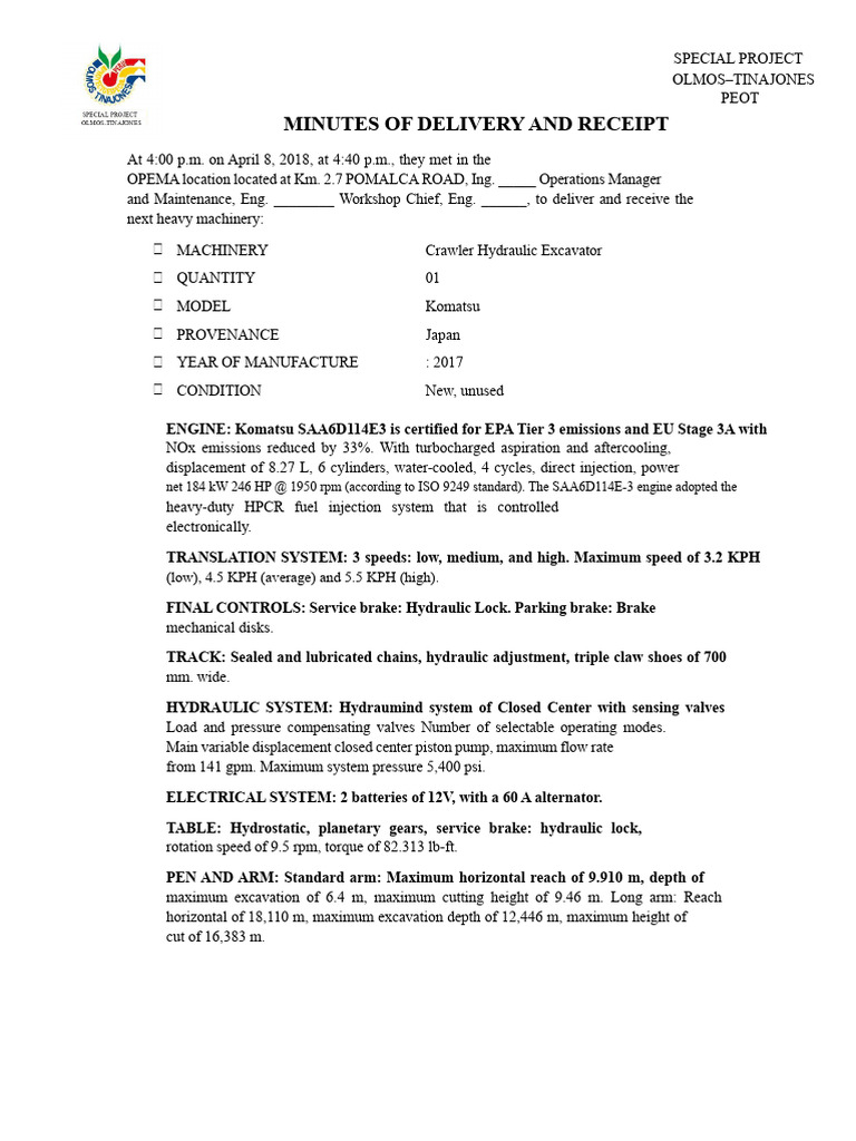 Delivery and Reception Report | PDF | Engines | Vehicle Technology