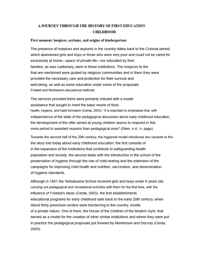 History of Early Childhood Education | PDF | Preschool | Kindergarten