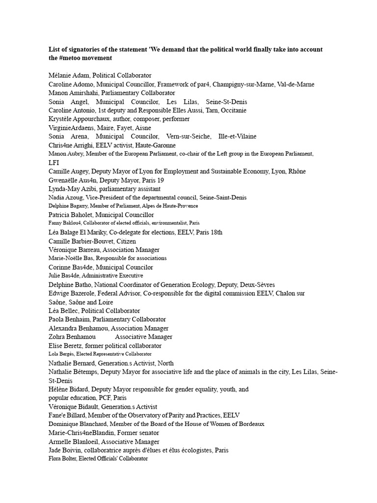 List of Signatories of The Statement "We Demand That The Political ...