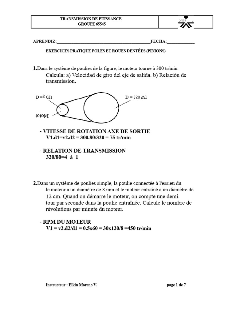 Exercices de Poulies Et de Roues Dentées | PDF | Biens manufacturés ...
