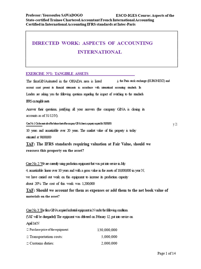 Directed Work On International Accounting Aspects | PDF | Depreciation ...