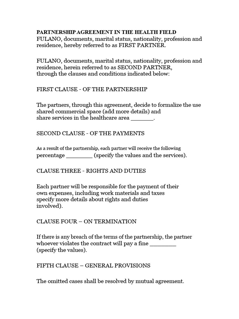Partnership Contract Model | PDF