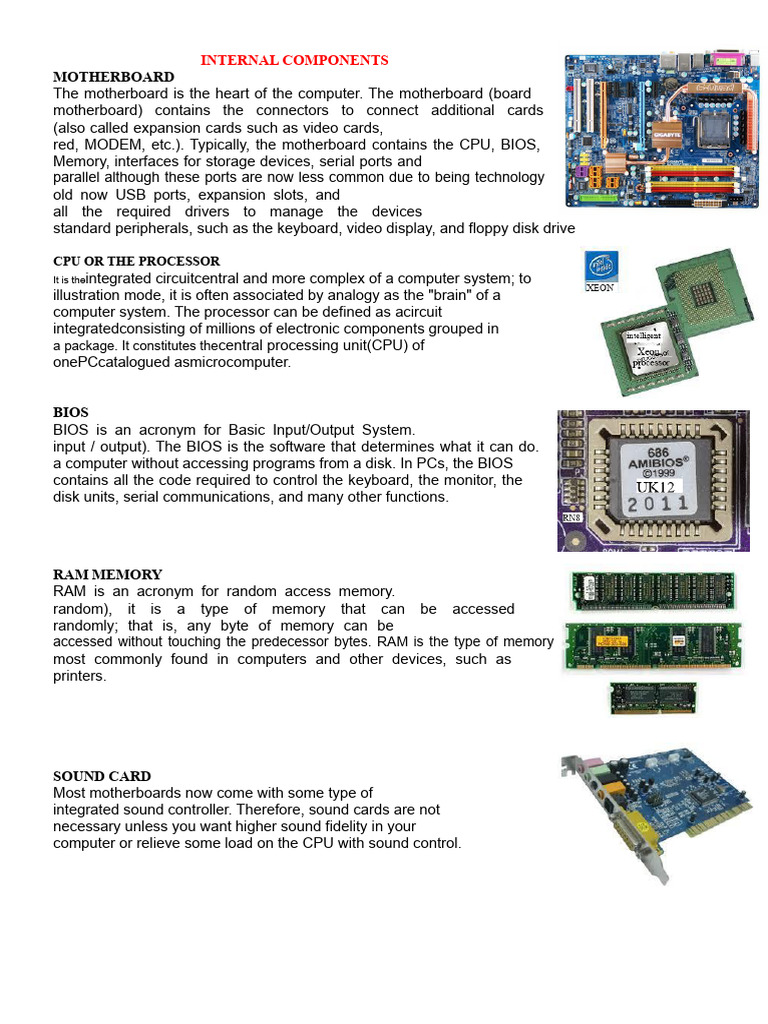 Internal and External Components of The Computer | PDF | Kernel ...
