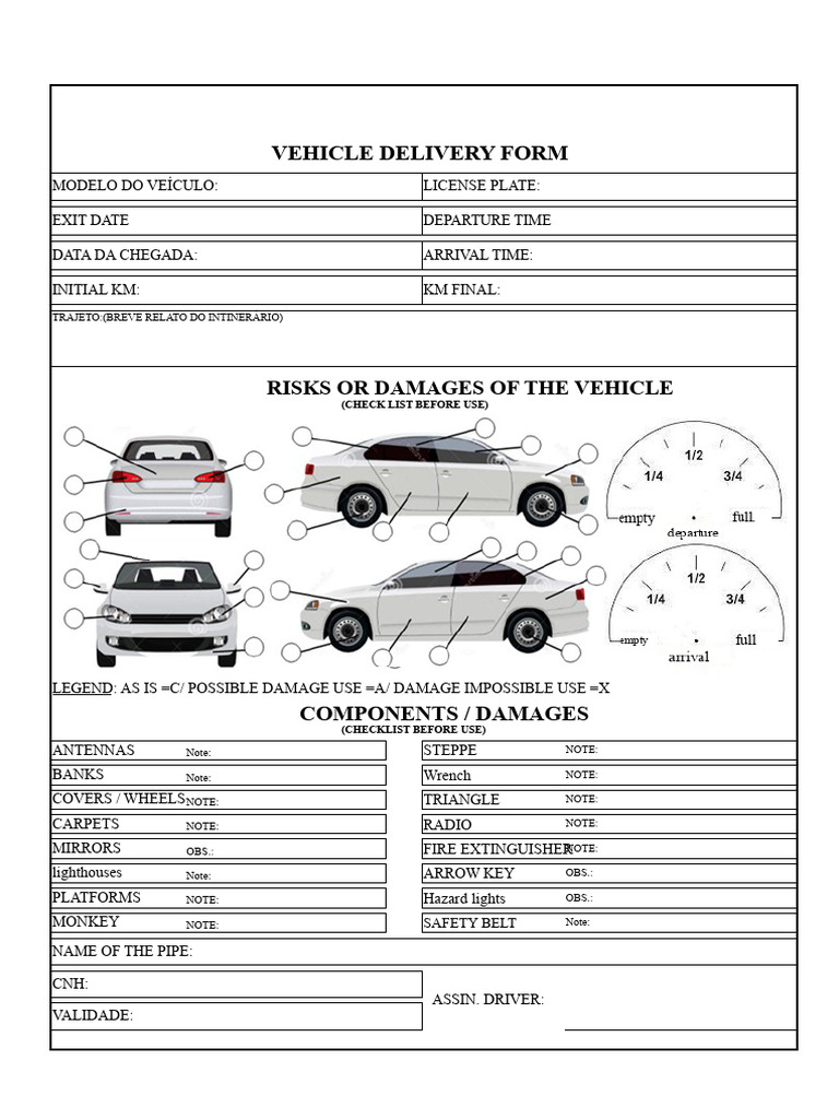 Vehicle Delivery Checklist Form | PDF