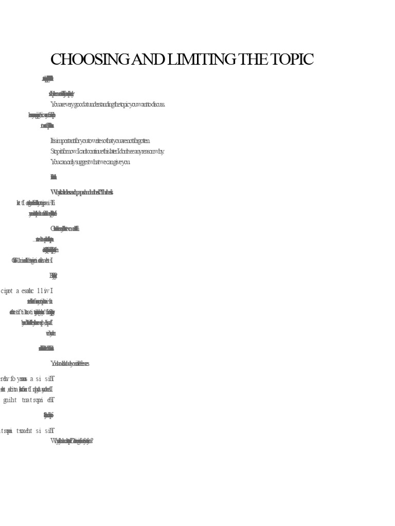 Choosing and Limiting A Topic | PDF