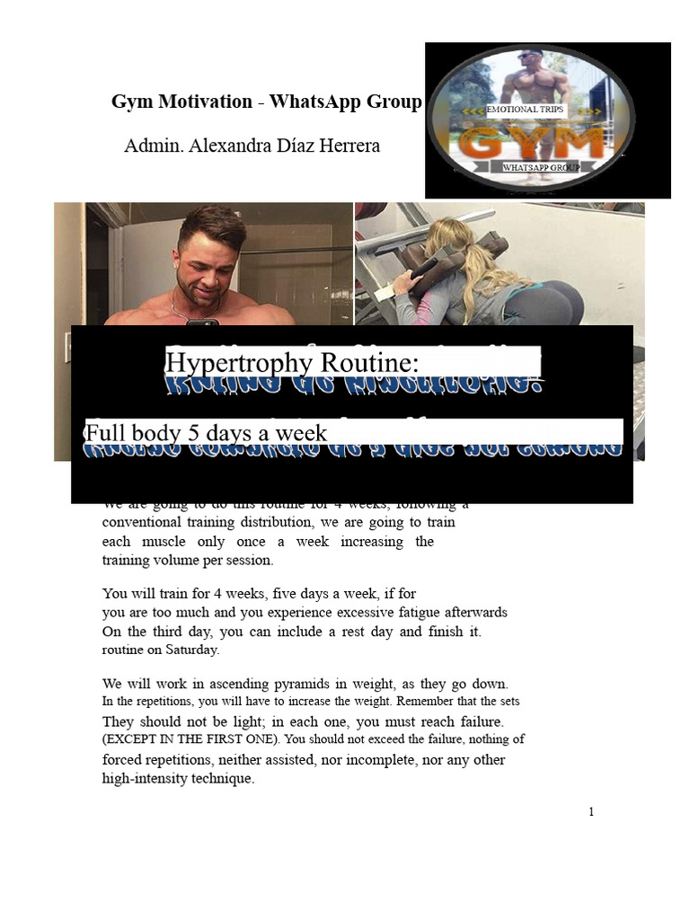 SUPER Hypertrophy Routine - Full Body 5 Days A Week PDF | PDF ...
