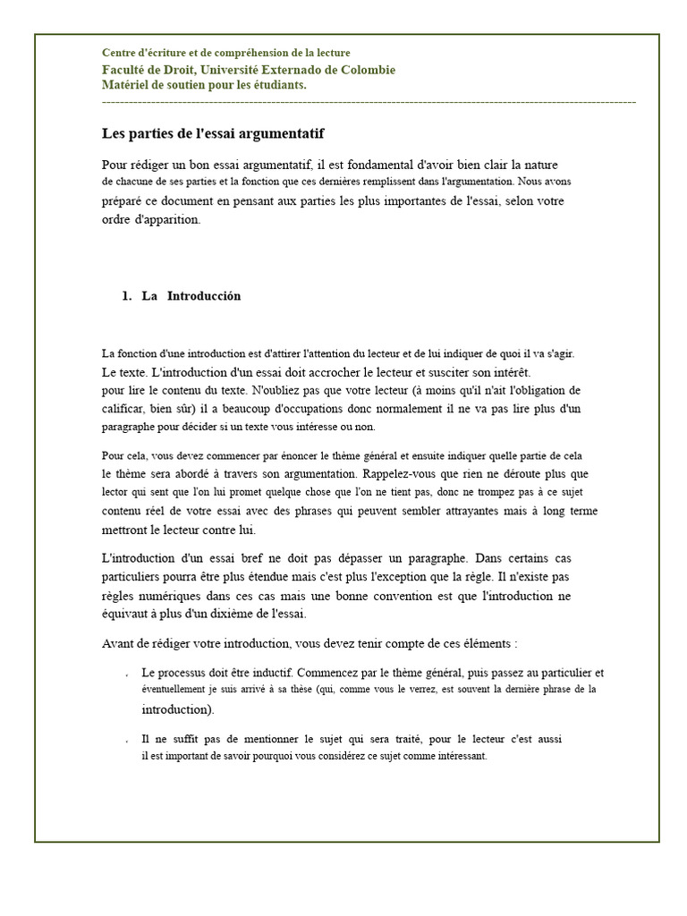 Guide de rédaction d'un essai argumentatif | PDF