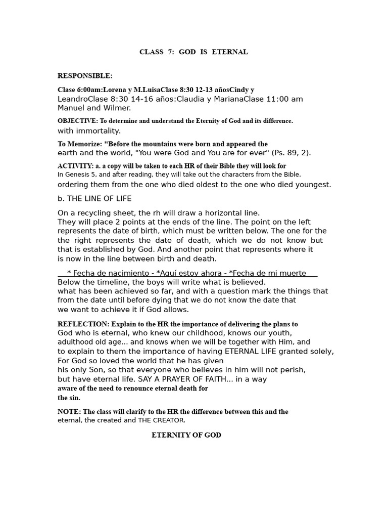 Understanding God's Eternity in Class 7 | PDF | God | Eternal Life ...