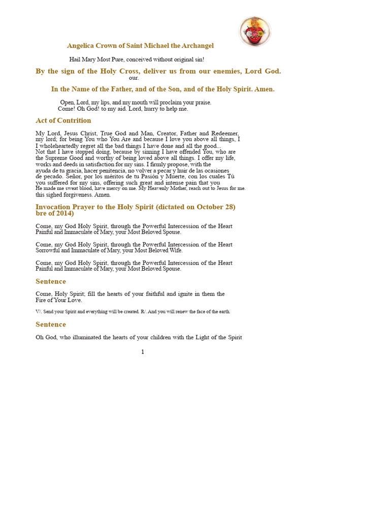 Sentences - Saint Michael the Archangel | PDF | Michael (Archangel ...