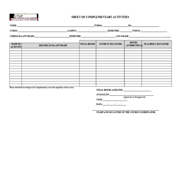 Supplementary Activities Record | PDF